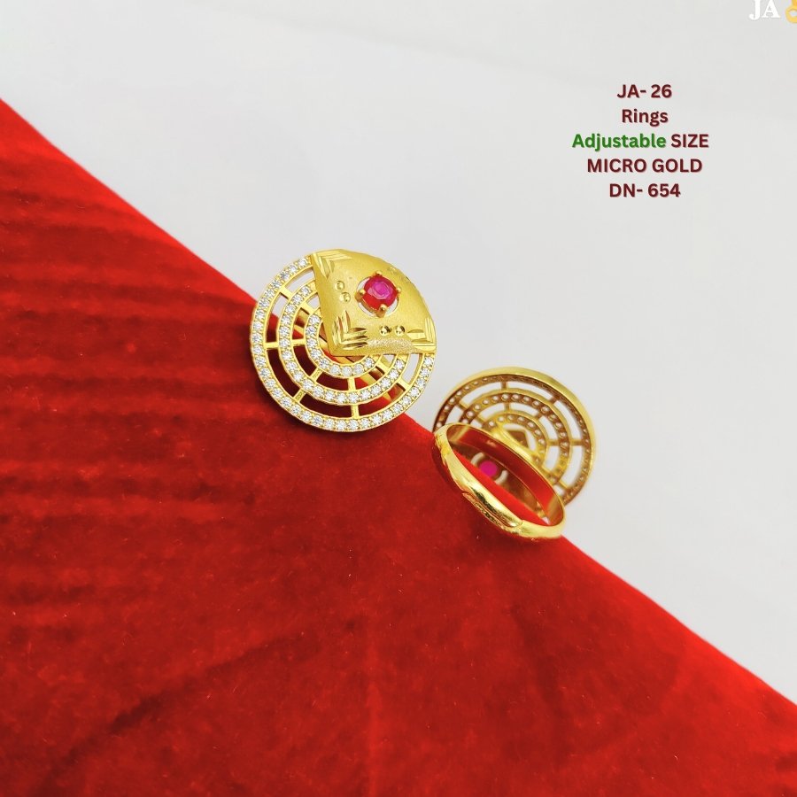 Royal Micro Gold Adjustable Rings with Red Stone Accent – DN 654 ...